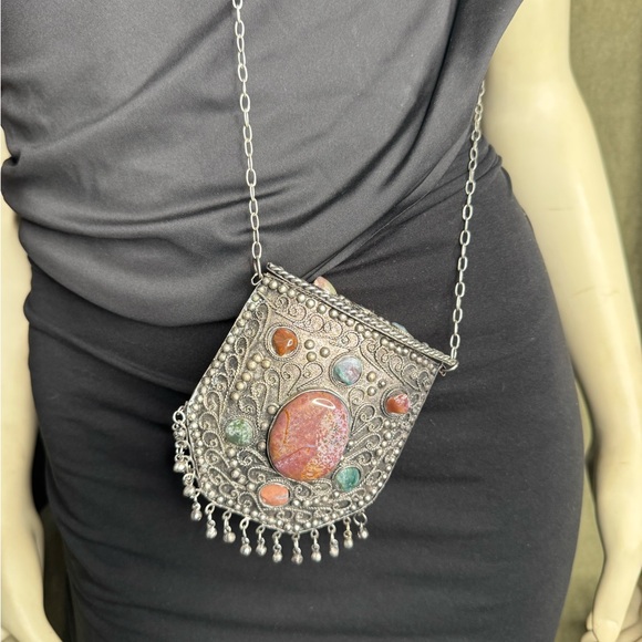 unbranded | Bags | Sajai Metal Indian Purse With Natural Stone Boho ...